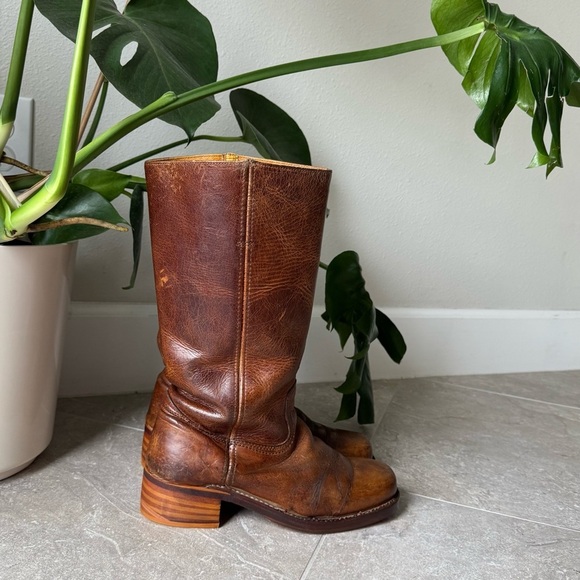 Frye | Shoes | Iconic Frye Campus 4l Dark Brown Leather Square Toe Tall ...